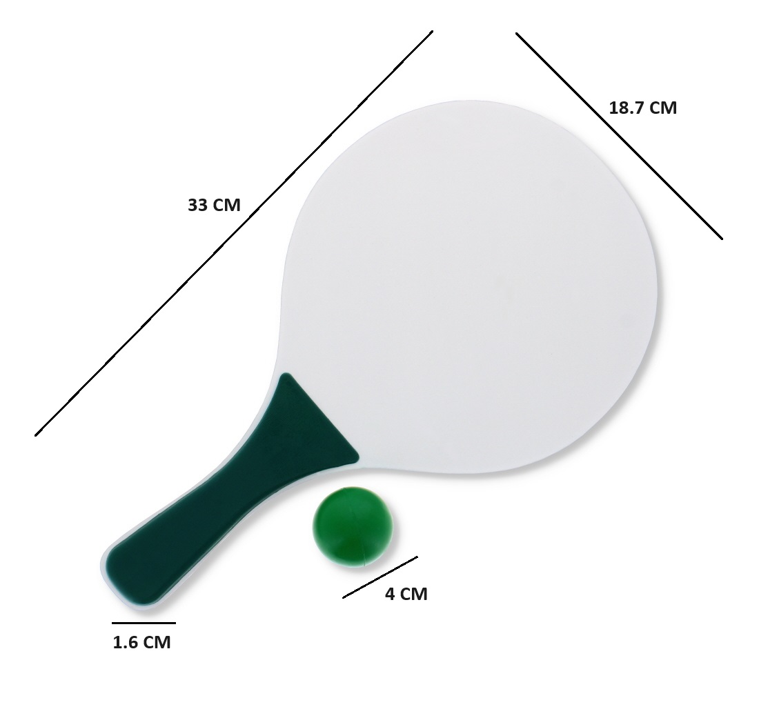 Wholesale Green Beach Tennis Set: Wood Bat & Ball 3 Piece