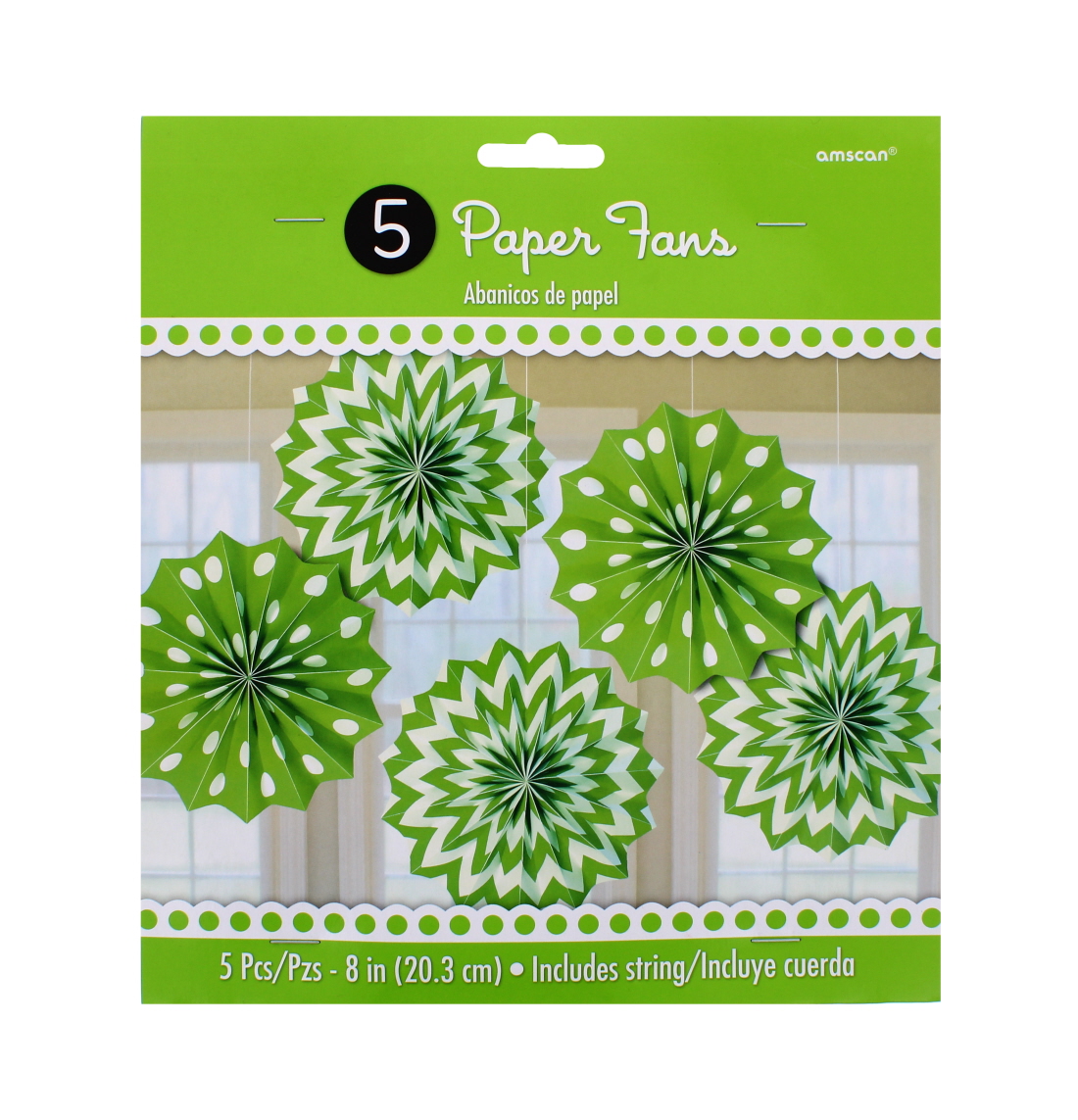 Wholesale Green Paper Fan Decoration 5 Pack