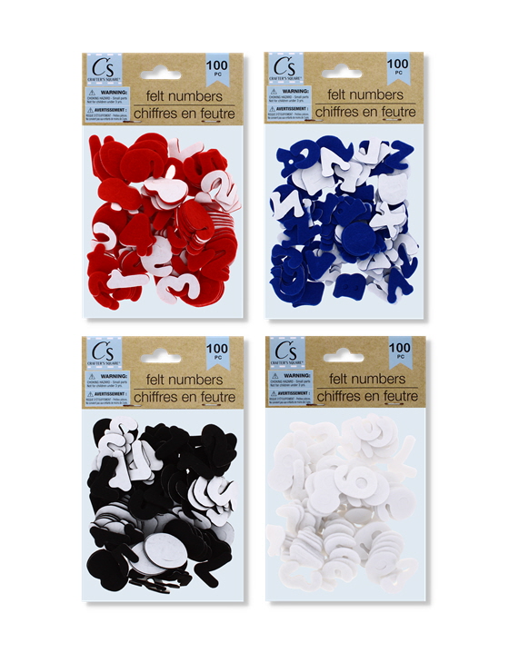 Wholesale Felt Number Stickers Assorted Pack of 100