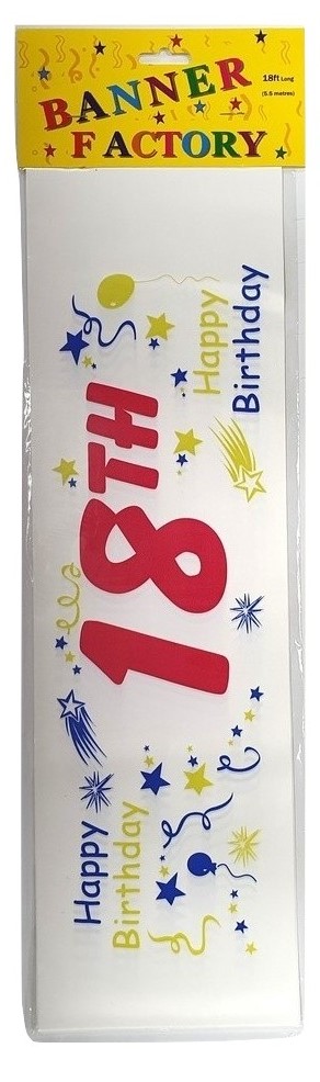 Wholesale Happy 18Th Birthday Banner White With Card