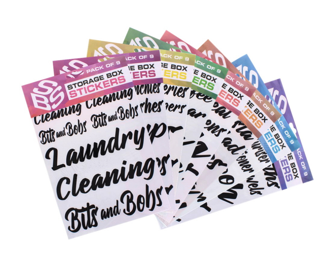 Wholesale Storage Box Stickers Assorted 9 Pack