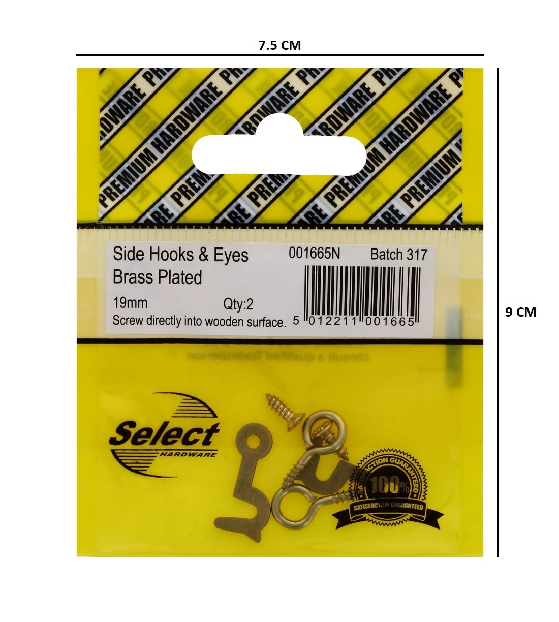 Wholesale Side Hooks & Eyes | Brass Plated 19mm | Fasteners