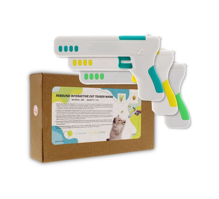 Wholesale Interactive Cat Toy Gun with Ball Assorted
