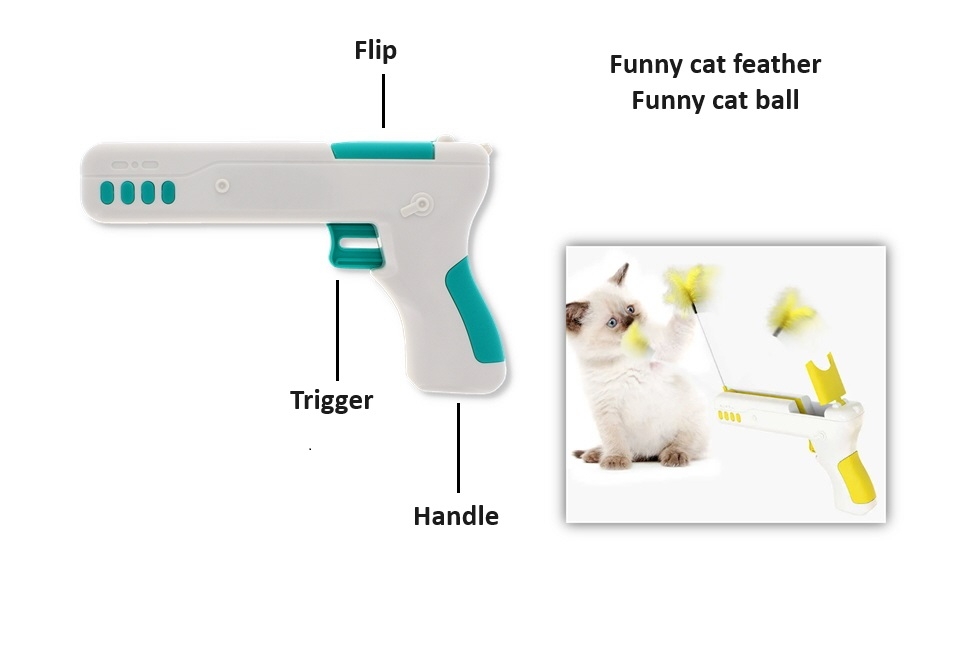 Wholesale Interactive Cat Toy Gun with Ball Assorted