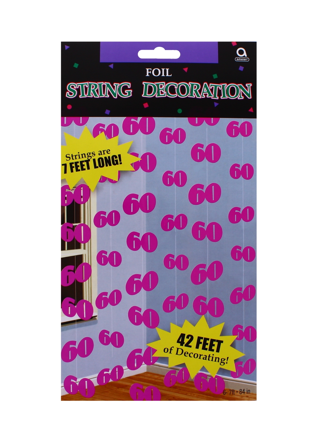 Wholesale Pink Shimmer 60th Hanging Decor, 7ft Long