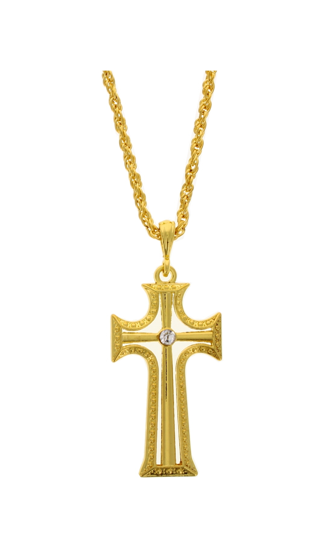 Wholesale Gold & Gem Cross Pendant Necklace