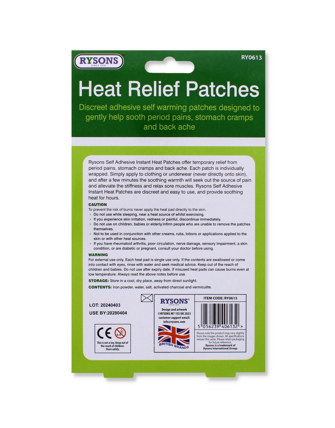 Wholesale Heat Relief Patches 2 Pack - Rysons