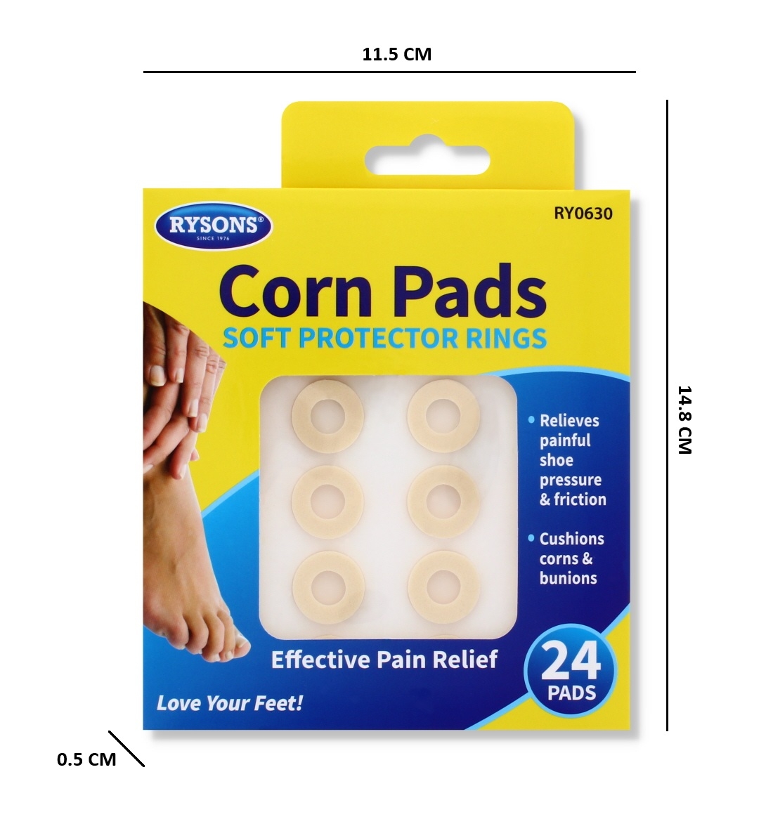 Wholesale Rysons Corn Pads Soft Protector Rings 24 Pads