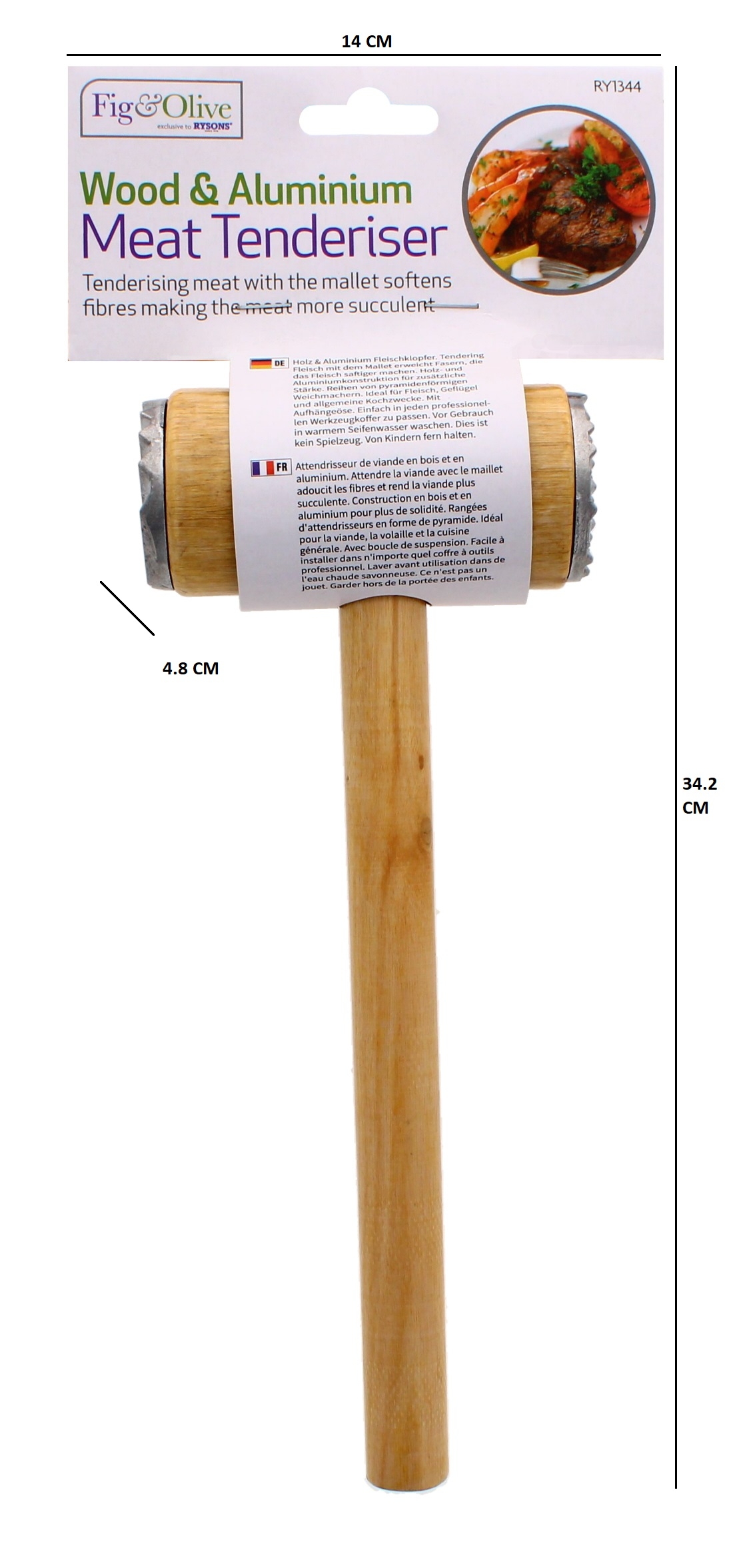 Wholesale Wooden Handle Meat Tenderiser With Aluminium Spike