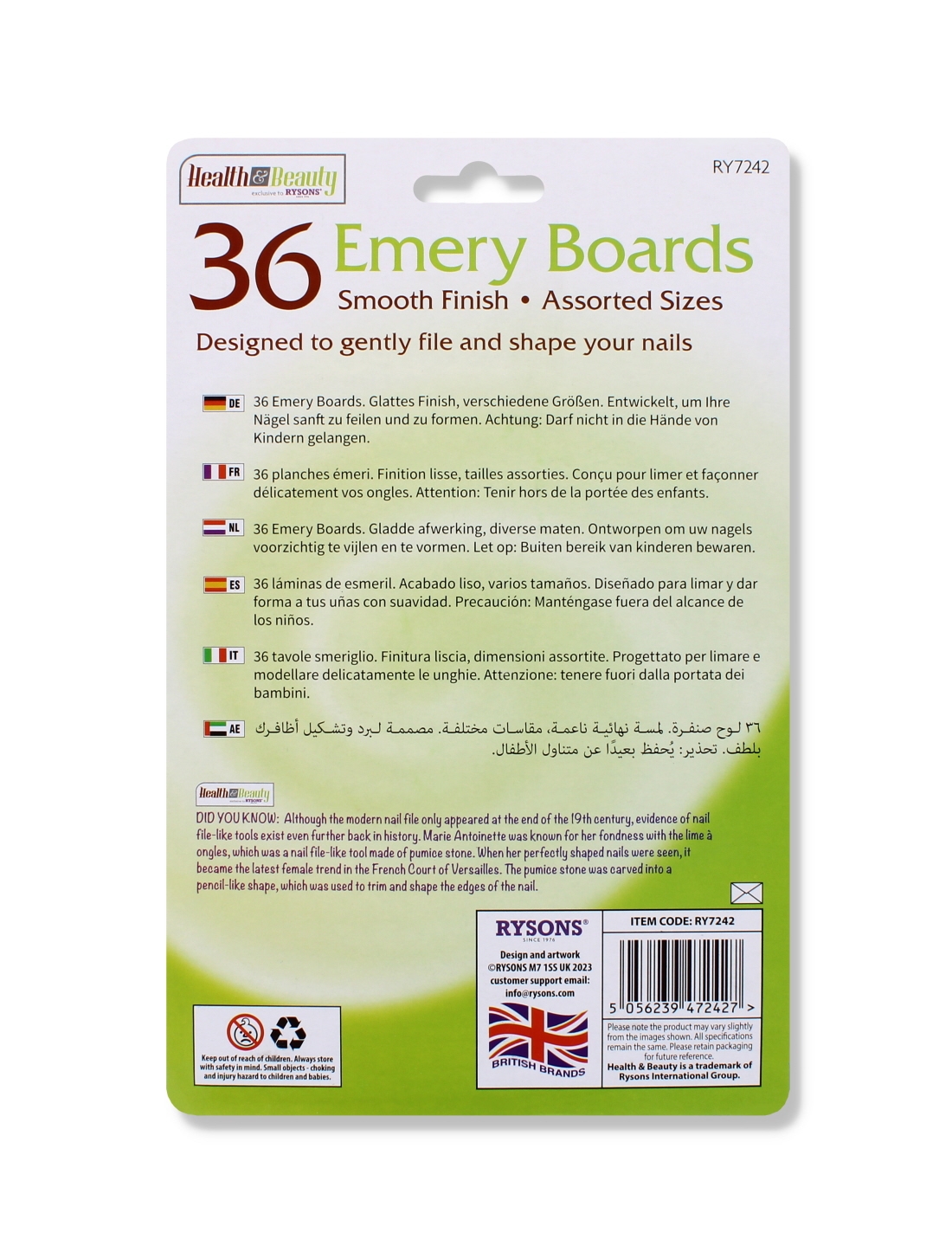 Wholesale Emery Boards 36 Pcs - Health & Beauty - Rysons