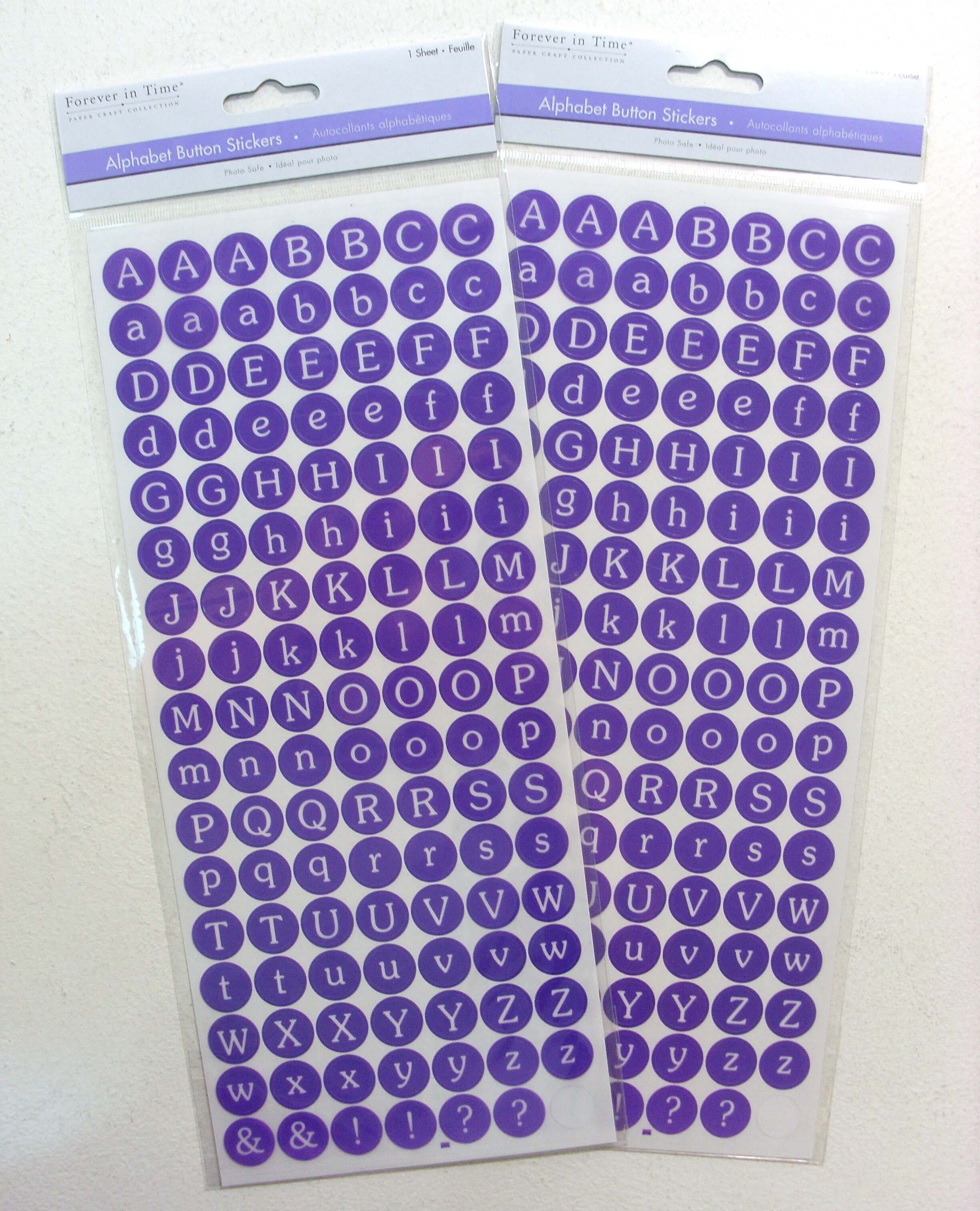 Wholesale Alphabet Button Stickers Purple Autocollants