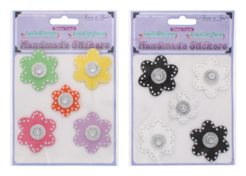 Wholesale 3D Jewelled Blossom Stickers - Assorted