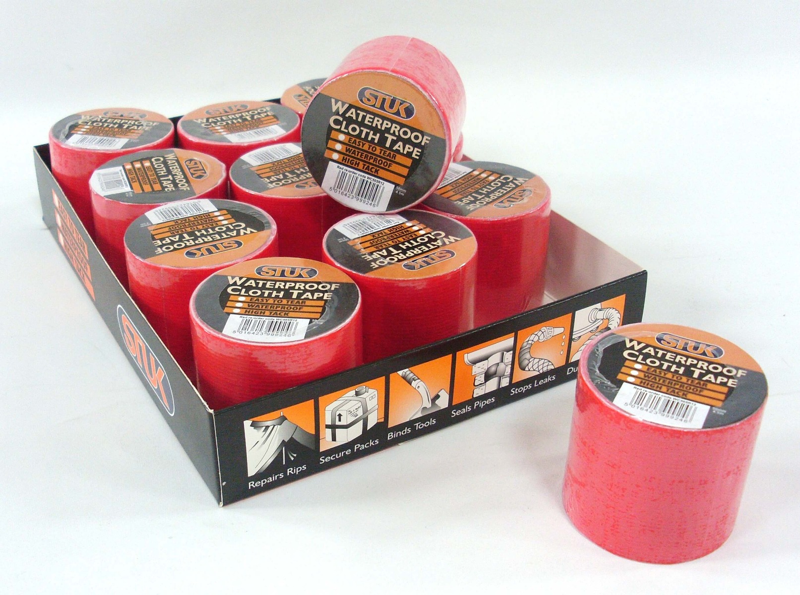 Wholesale Stuk Waterproof Cloth Tape 4.5M Red